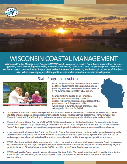 Wisconsin Coastal Management Fact Sheet - Coastal States Organization